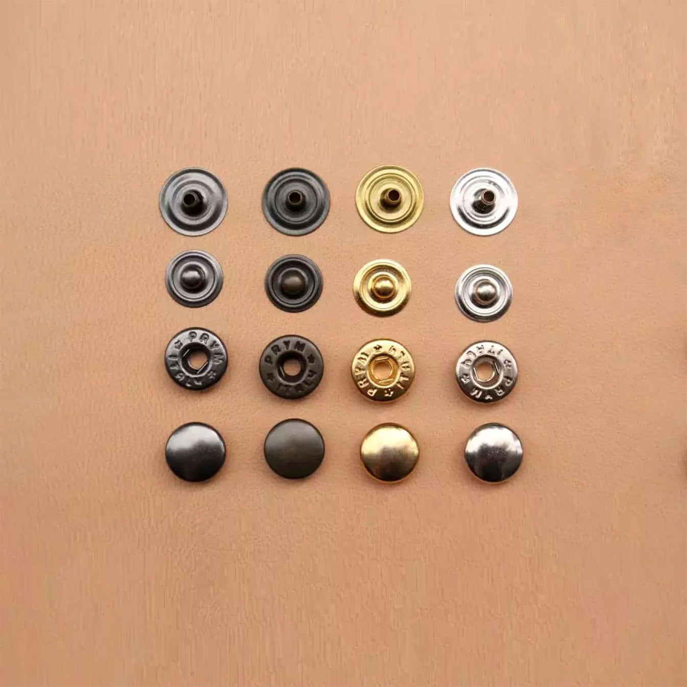 Italian 9.7mm PRYM (ex. Fiocchi) four-part S-spring snap buttons ...