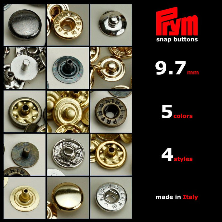 Italian 9.7mm PRYM (ex. Fiocchi) four-part S-spring snap buttons ...