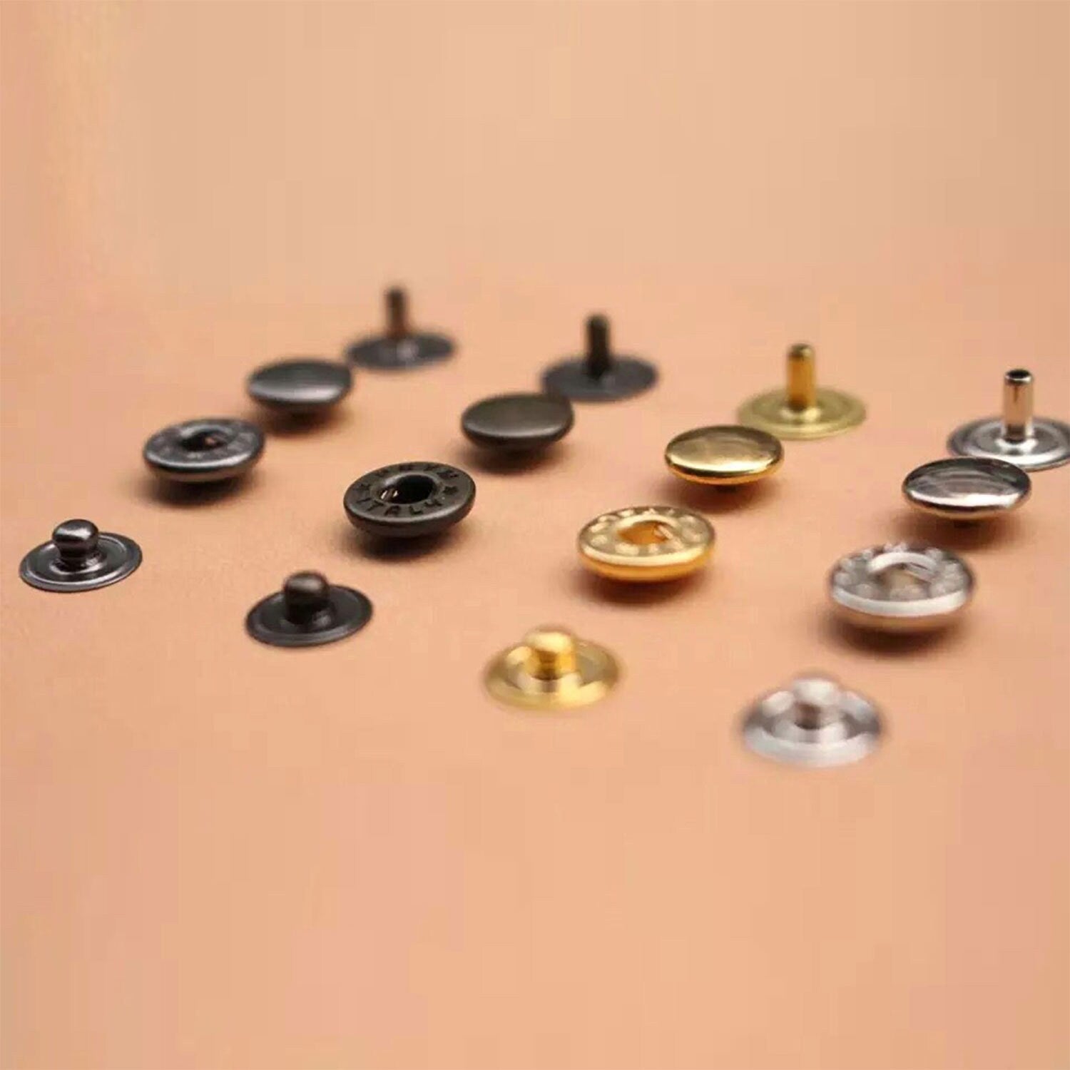 Italian 9.7mm PRYM (ex. Fiocchi) four-part S-spring snap buttons ...